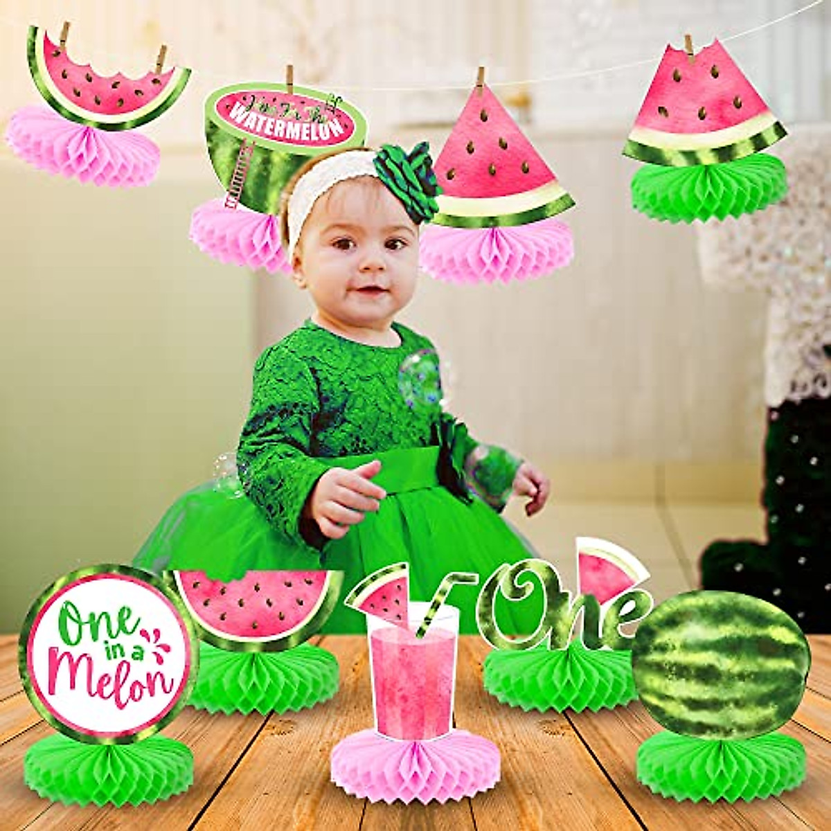 KatchOn, One In A Melon Centerpieces for Tables - 9 Pieces | One In A Melon Party Decorations 1st Birthday, Watermelon Birthday Decorations | Watermelon Party Decorations, Watermelon Table Decorations