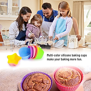 Silicone Cupcake Liners Silicone Muffin Cups for Baking Reusable Baking Cups Muffin Liners Silicone Cupcake Baking Cups for Bento Box, 24pcs