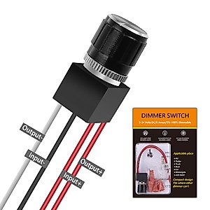 ALOVECO 12 Volt DC Dimmer Switch PWM for LED RV Lights Interior, 5-24 Volts LED Ceiling Dome Lights Dimmer and Switch for Camper, Recreational Vehicle, Halogen, Auto, Truck, Marine and Strip Lighting
