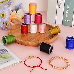 Monrocco Jewelry Nylon Cord, 10 Rolls 1mm Chinese Knotting Cord Nylon Hand Knitting Cord String Beading Thread for Jewelry Making Bracelet Beading Thread