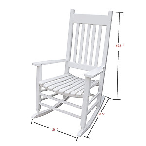 AGaati Solid Hard Wood Rock Chairs Wooden High -Foot Chairs Porch Rock Chairs Solid Wood Comfortable and Wide Seat Safe and Solid Board White Suitable for Balcony Porch