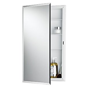 Jensen 781061 Builder Series Frameless Medicine Cabinet with Beveled Edge Mirror, 16-Inch by 26-Inch by 3-3/4-Inch by Jensen