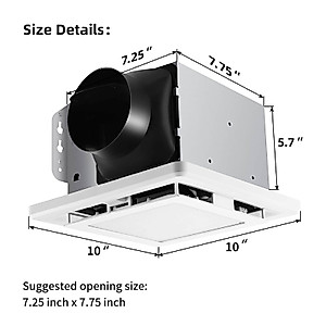 JOEAONZ Bathroom Fan with Light 110 CFM Quiet, 6500K 800LM Household Ventilation Fan Light Combo, Energy Saving Ceiling Mount Bathroom Exhaust Fan, Multipurpose Bath Extractor Fan, Easy to Install