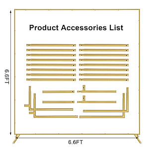 6.6FT x 6.6FT Wedding Arches for Ceremony, Square Metal Balloon Arch Stand, Rectangular Backdrop Stand for Anniversary Birthday Party Bridal Shower Decoration Home Decor, Gold