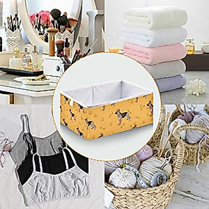 Dogs Bones Foot Prints Storage Basket Storage Bin Rectangular Collapsible Nursery Hamper Large Toy Chest Organizer for Living Room Bedroom