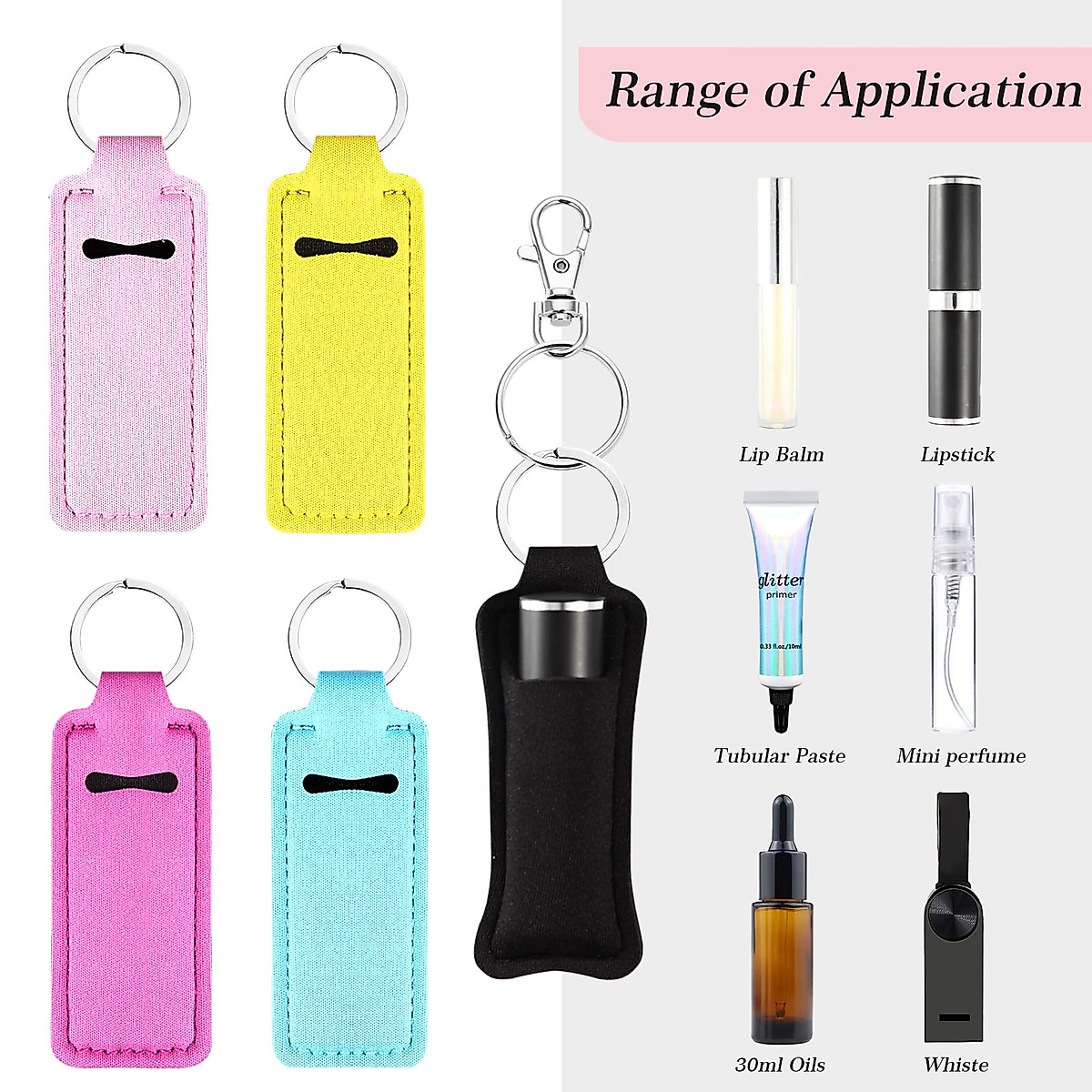 Chapstick Holder Lip Balm Sleeves Pouch Portable Lipstick Holder Bags Lip Gloss Holder Chapstick Holder With Clip for Women (Pink Black etc)