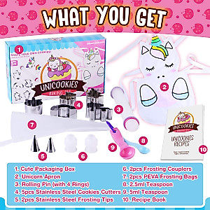 Cheffun Cooking Aprons for Kids - Toddler Apron Kids Chef Hat and Tools Real Cooking Baking Set for Kids for Ages 4 5 6 7 8-12 Years Old Kitchen Accessories Cookies Dress Up Pretend Role Play