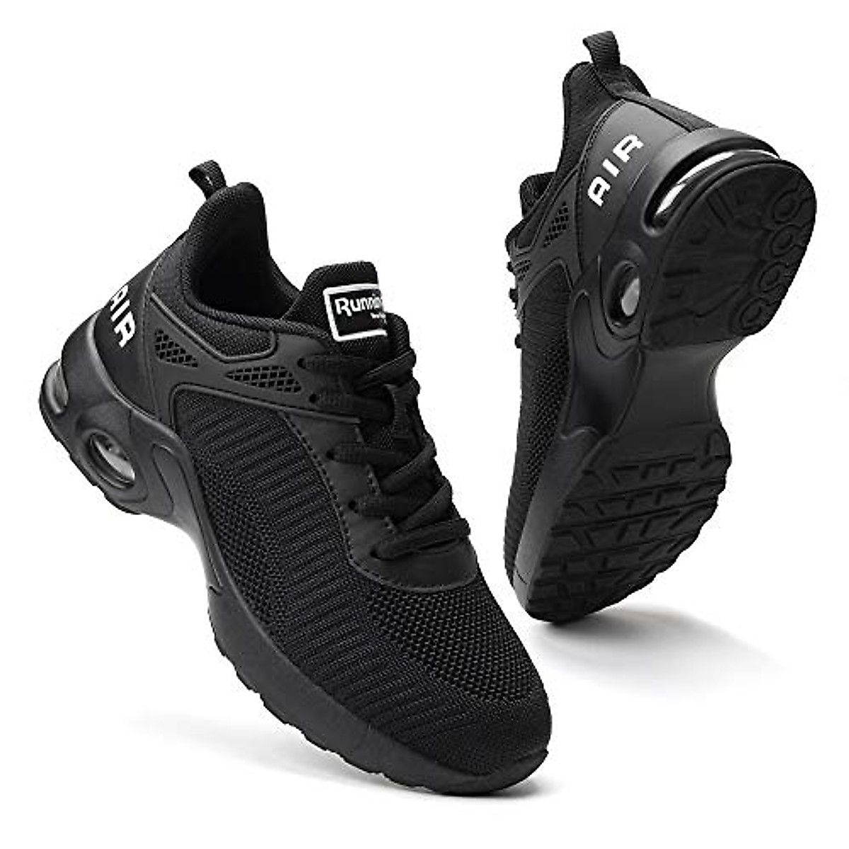 Women Air Athletic Running Shoes - Air Cushion Shoes for Womens Mesh Sneakers Fashion Tennis Breathable Walking Gym Work Shoes All Black Size 8