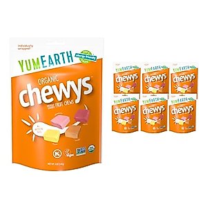 YumEarth Organic Fruit Chews - Fruit Flavored Candy Chews, No Dye, Allergy Friendly, Gluten Free, Non-GMO, Vegan Candy with No Artificial Flavors, 5 ounce (Pack of 6)