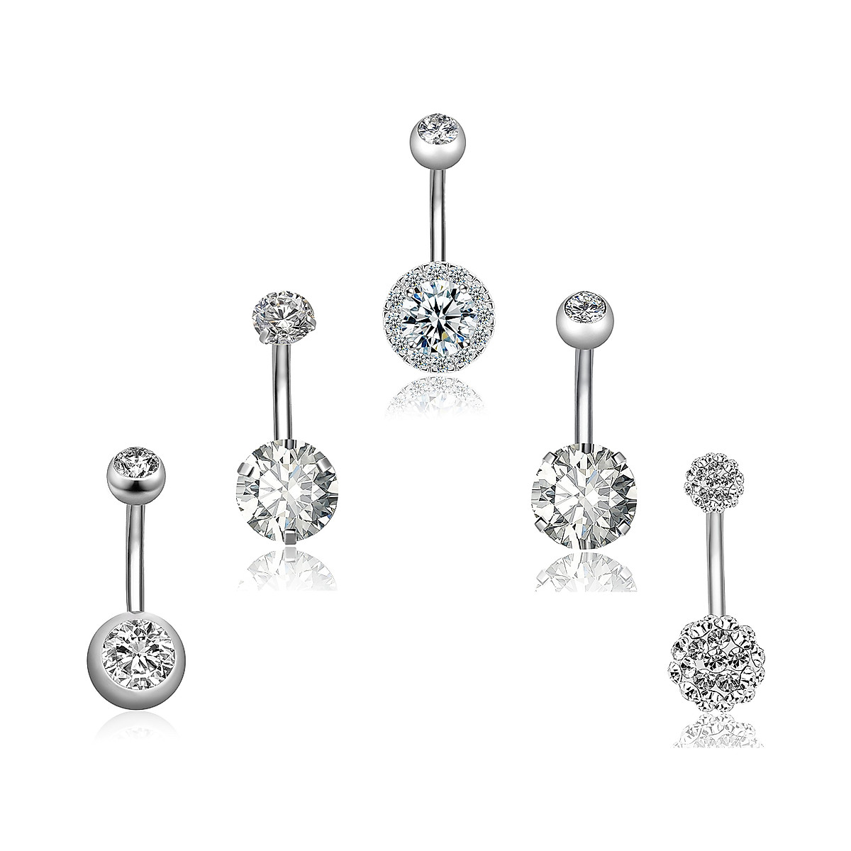 REVOLIA 14G Stainless Steel Belly Button Rings for Women Navel Rings CZ Body Piercing