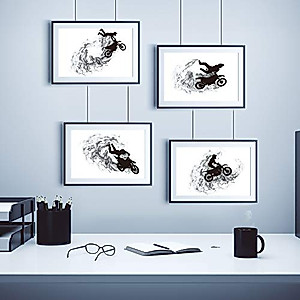 Zonon Motocross Dirt Bike Wall Art Prints Motocross Silhouette Poster Photos 9 Pieces 8 x 10 Inch Unframed Wall Decor for Man Cave Living Room Office Bedroom