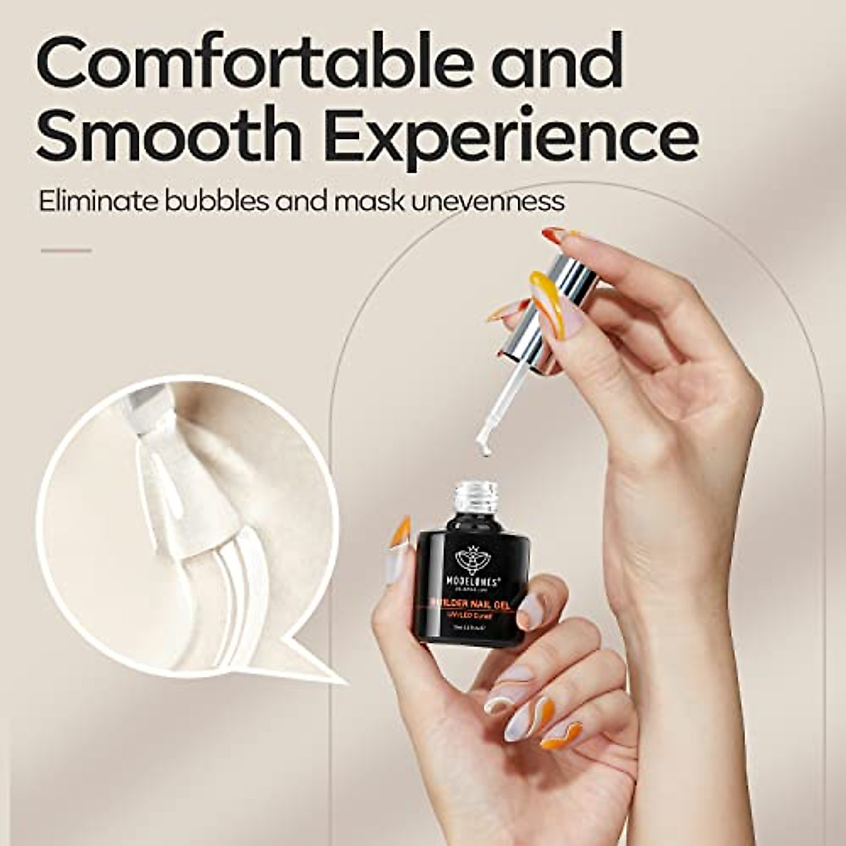 modelones Builder Nail Gel, 7-in-One Clear Gel Builder for Nail Thickening, LED Nail Lamp Cured Hard Gel Nail Strengthener Extension Gel Base Rhinestone Nail Glue Gel in a Bottle