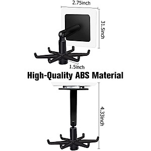 Probablei 360° Rotating Folding Hook, 360 Degrees Rotating Folding Hook, Hanging Utensil Holder, Multi-Purpose Hanging Utensil Holder Hooks, Self-Adhesive, for Kitchen Bathroom (6-Black,One Size)