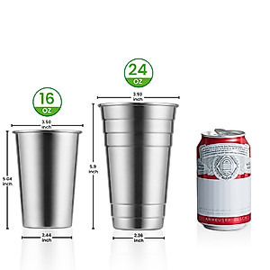 MEWAY Premium Stainless Steel Cups 24 oz Pint Cup Tumbler (12 Pack) - Premium Metal Cups - Stackable Durable Cup，Chilling Beer Glasses, for Travel, Outdoor, Camping, Everyday