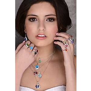 Star K Created Sapphire Drop Pear Shaped Pendant Necklace 14 kt White Gold