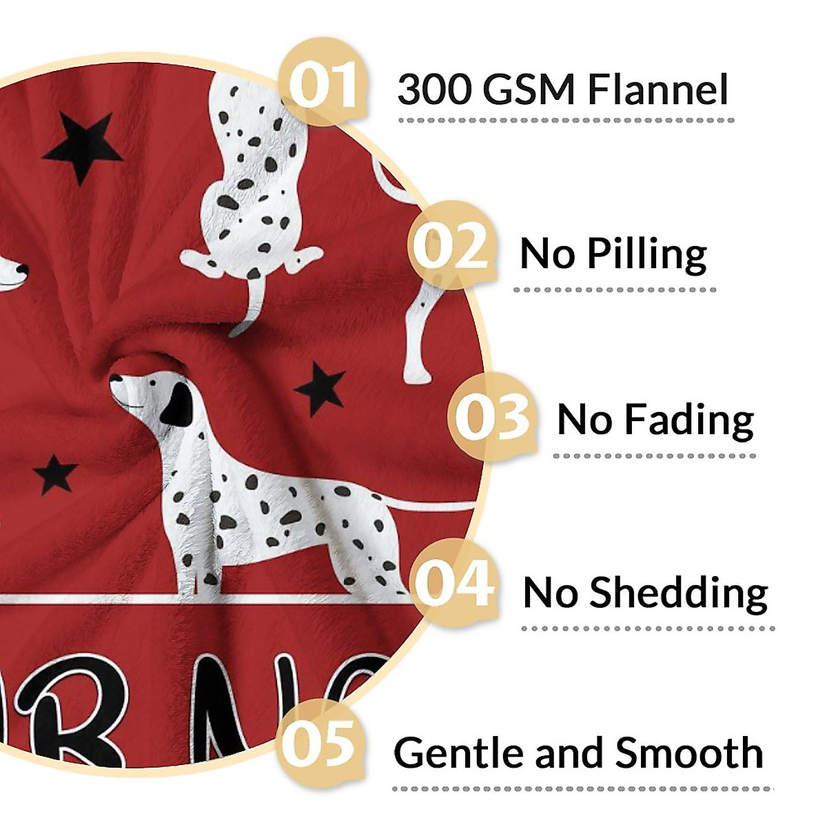 Custom Dalmatian Dog Blanket Gift with Name - 30 x 40 Inches Cute Throw Blanket for Dog Lovers, Kids, Boys & Girls - Red Soft Fuzzy Blankets for Bed, Couch & Travel