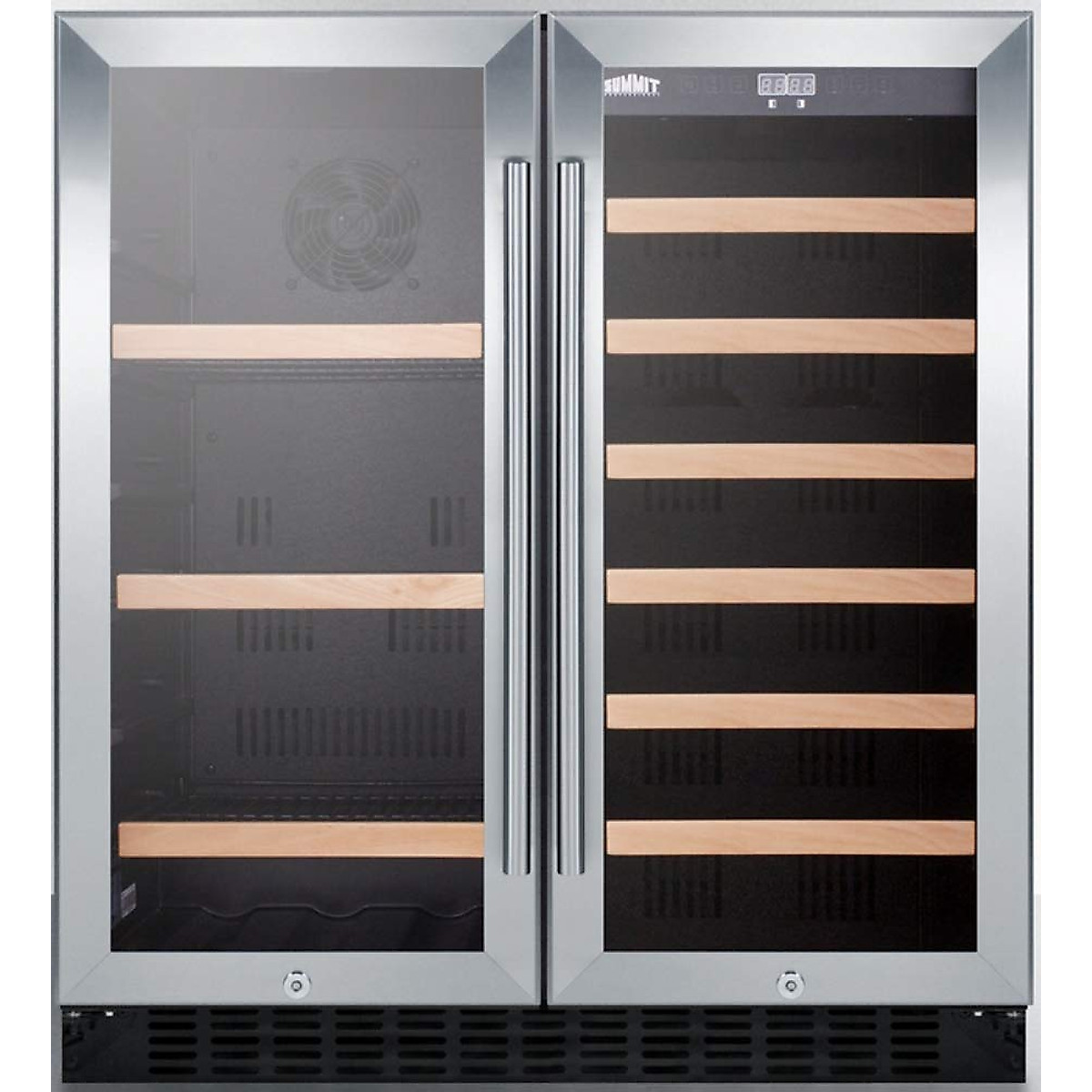 Summit SWBV3071 Under Counter Beverage Refrigerator - Stainless Steel Doors with Glass and Black Cabinet, Glass/Black
