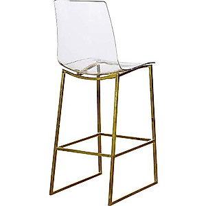 Meridian Furniture Lumen Collection Modern Contemporary Acrylic Counter Stool with Stainless Steel Base, 16.5" W x 20" D x 42" H, Gold