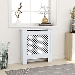 vidaXL MDF Radiator Cover Garden Outdoor Home Indoor Living Room Household Appliance Heating Radiator Cover Heater Shelf Cabinet Black 30.7"