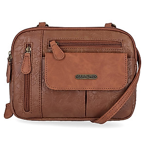 MultiSac Zippy Triple Compartment Crossbody Bag, Pecan Flowers