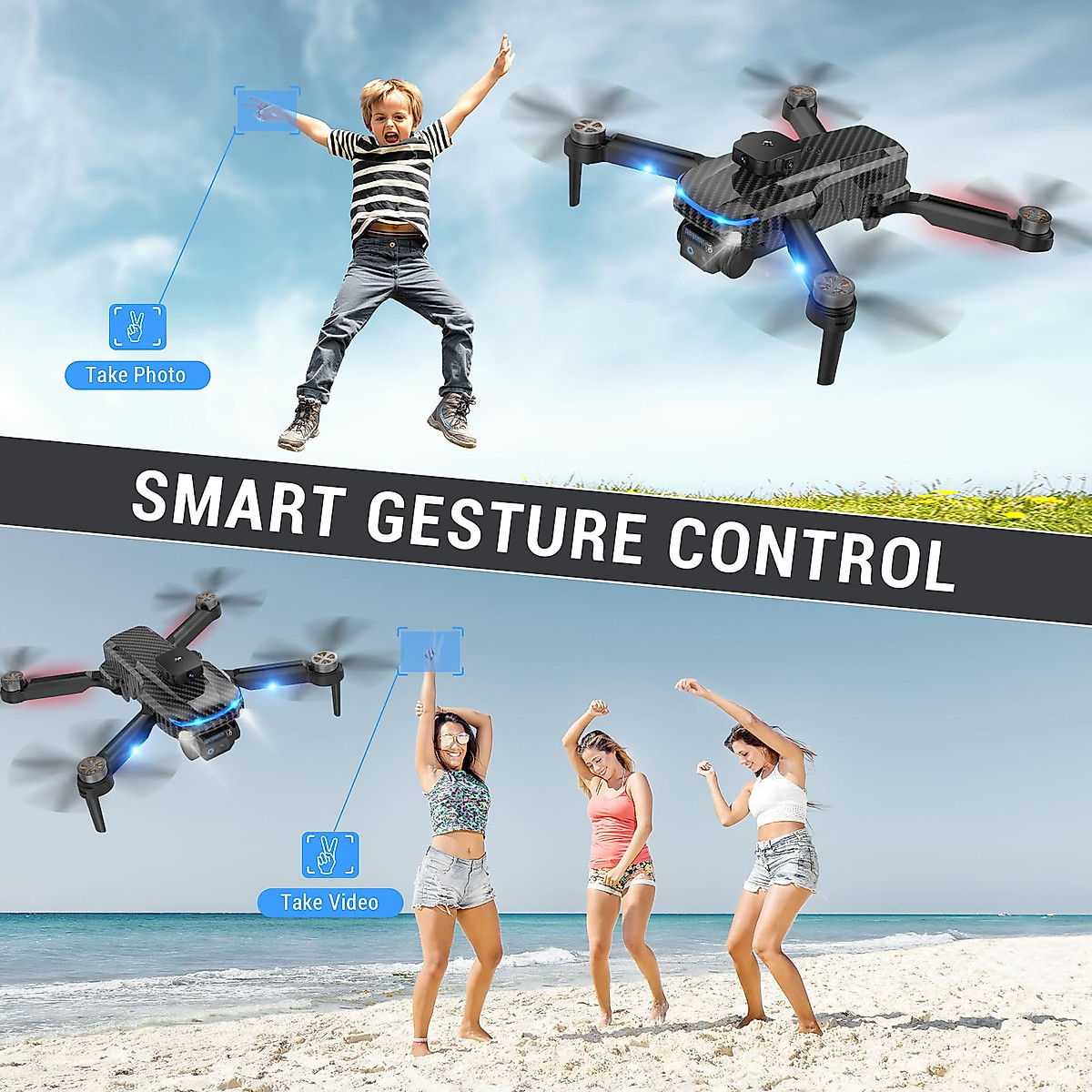 ROTAZA Foldable 4K Camera Mini Drone - Headless Mode, One Key Take Off/Land, Carrying Case, for Kids and Beginners