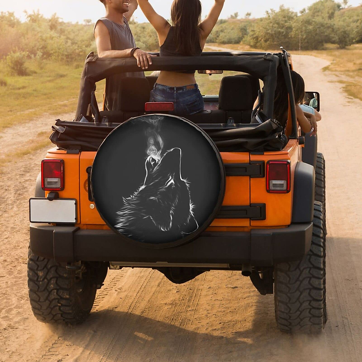 Foruidea Black 3D Wolf Spare Tire Cover Dust-Proof Wheel Tire Cover Fit Trailer, RV, SUV and Many Vehicle 16 Inch