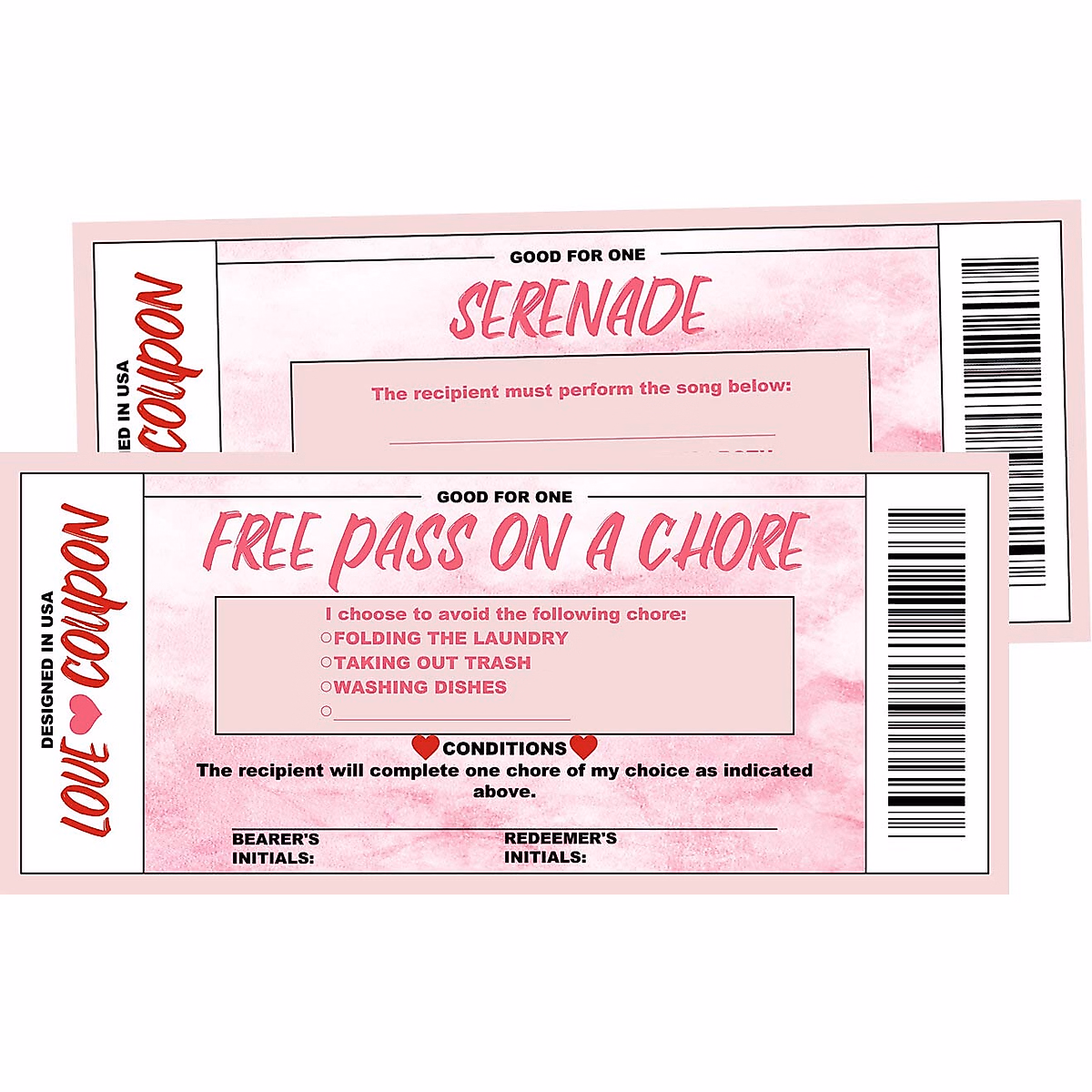 Love Voucher Cards for Him and Her - Romantic Gift for Birthdays, Anniversaries, Valentine's Day - 18 Unique Watercolor Themed Cards