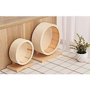 OMEM Hamster Exercise Wheel，Small Animals Running Toy Suitable for Rat, Pig, Chinchilla, Gerbil, etc. pet Wooden Harmless, Handmade (L)