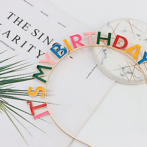 CIEHER Rainbow Birthday Headband, Women's Birthday Tiara, Great Gift for Birthday Girl