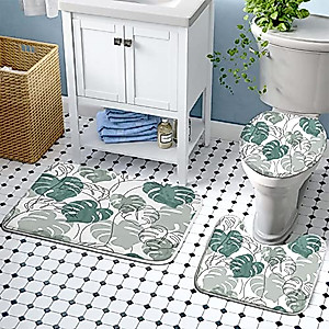 KINUUIS 4PC Summer Bathroom Shower Curtain Sets Abstract Modern Bathroom Sets,Watercolor Bathroom Sets with Rugs and Accessories,Line Art Shower Curtain for Bathroom Decoration