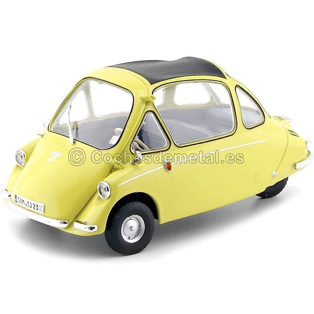Oxford Diecast Heinkel Trojan LHD Bubble Car Yellow 1/18 Diecast Model Car 18HE003