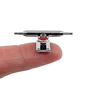 Teak Tuning Prodigy Pro Inverted Fingerboard Trucks with Gold Colored Locknuts & Urethane Tuning, Silver Colorway - 32mm Width - Inverted Kingpin, Solid Axle Style - Tuned & Assembled