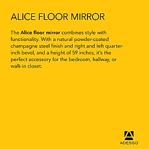Adesso Alice Simple, Modern Full Length Mirror with Satin Steel Folding Frame