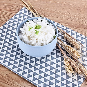 UPSTYLE Healthy Wheat Straw Plastic Noodle Soup Bowl Rice Fruit Bowl for Children Support Microwave (4 pack, size 4.5 inch)