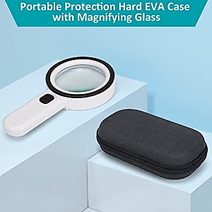 30X Magnifying Glass with Light and Case - Reading Magnifying Glass Handheld Large Glass Lens Magnifier Ideal for Seniors, Inspection, Coins, Stamps, Jewelry, Macular Degeneration