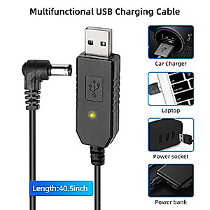 Baofeng USB Cable Battery Charger with Indicator Light for Portable Baofeng UV-82 UV-82HP UV-82L Series Two-Way Radios