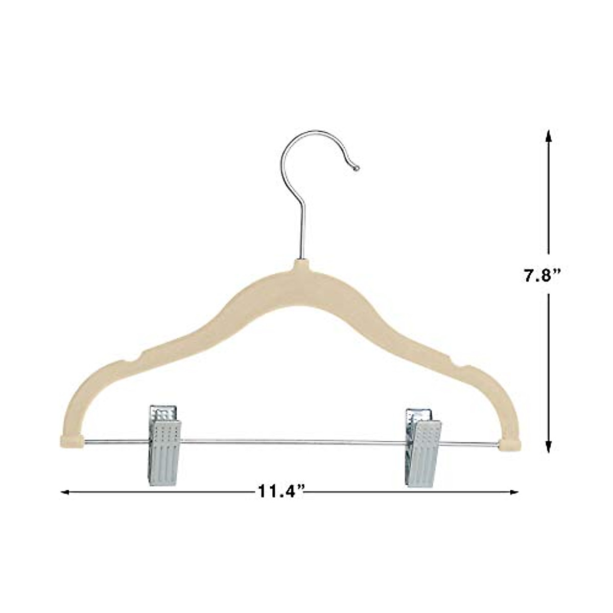Finnhomy Non-Slip Clothes Hangers for Baby and Kids 20-Pack Velvet Hangers with Movable Clips, Heavy-Duty and Space-Saving for Pants,Skirts, Coat, Beige