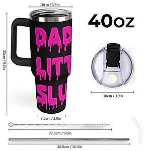 Daddy's Little Slut Insulated Tumbler 40 Oz Stainless Steel Double Wall Vacuum Travel Mug Large Volume Car Cup with Straw Handle