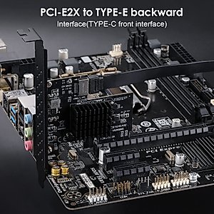 BEYIMEI PCI-E 2X to USB3.1 A-Key Gen2 Front Type-C Expansion Card,10Gbps Type-E Internal 20-pin Front Panel Connector Riser Card,PCI Express 3.0 X2 Adapter for Desktop PCs (ASM3142)