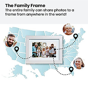 PhotoSpring 10in WiFi Digital Picture Frame with Battery, Send Photos from Anywhere via Email, App, or Web, Easy Touch Screen Setup, 1280x800 Display, Plays Videos, White