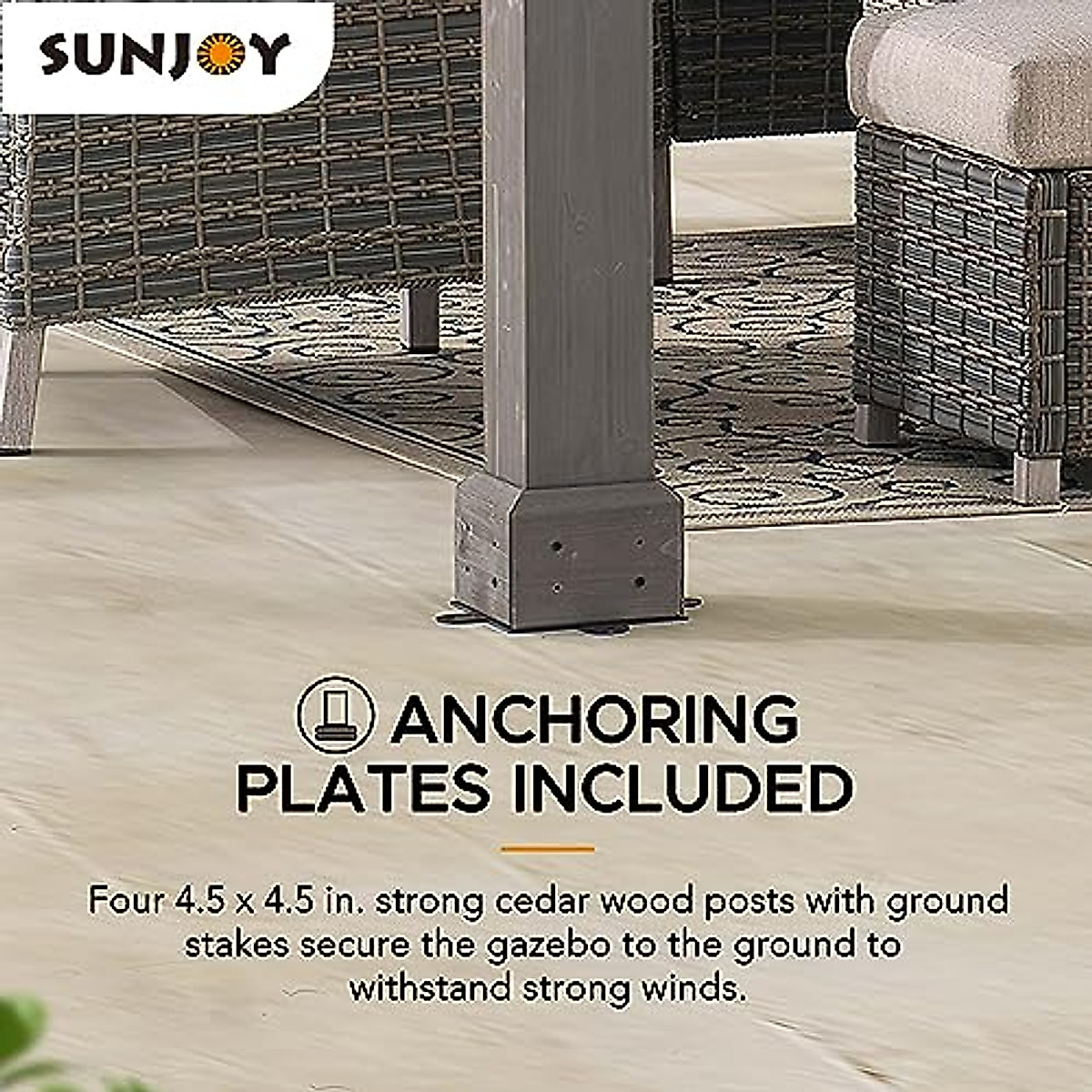 Sunjoy 13.5 x 13.5 ft. Hardtop Gazebo Outdoor Patio Black Steel Gazebo with LED Lights, AC Outlet, USB Port and A 3-Meters Universal Power Supply Cable, Black