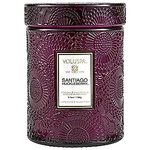 Voluspa Santiago Huckleberry,Small Candle Jar, 5.5 Ounce,50 Hour Burn Time,All Natural Wicks & Coconut Wax for Clean Burning,Vegan, Poured in the USA