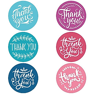 2 Inch Thank You Stickers 2000 Pcs(4 Rolls, 500 Pcs/Roll, 6 Designs) Large Thank You Stickers for Packaging Box (2 Inch)