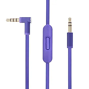Solo 3 Replacement Audio Cable Cord with Inline Mic and Volume Control for Beats by Dre Headphone Solo/Studio/Pro/Detox/Wireless/Mixr/Executive/Pill HD Sound Quality, Dual 3.5mm Plugs (Purple)