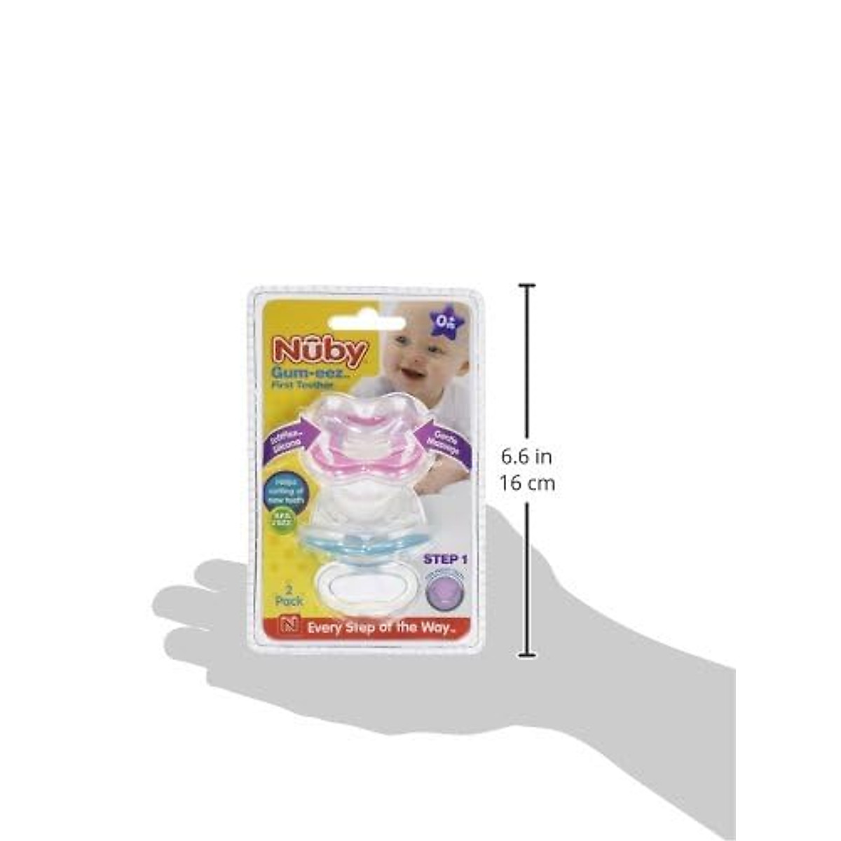 Nuby 2-Pack Gum-eez Pacifier Teethers, Colors May Vary