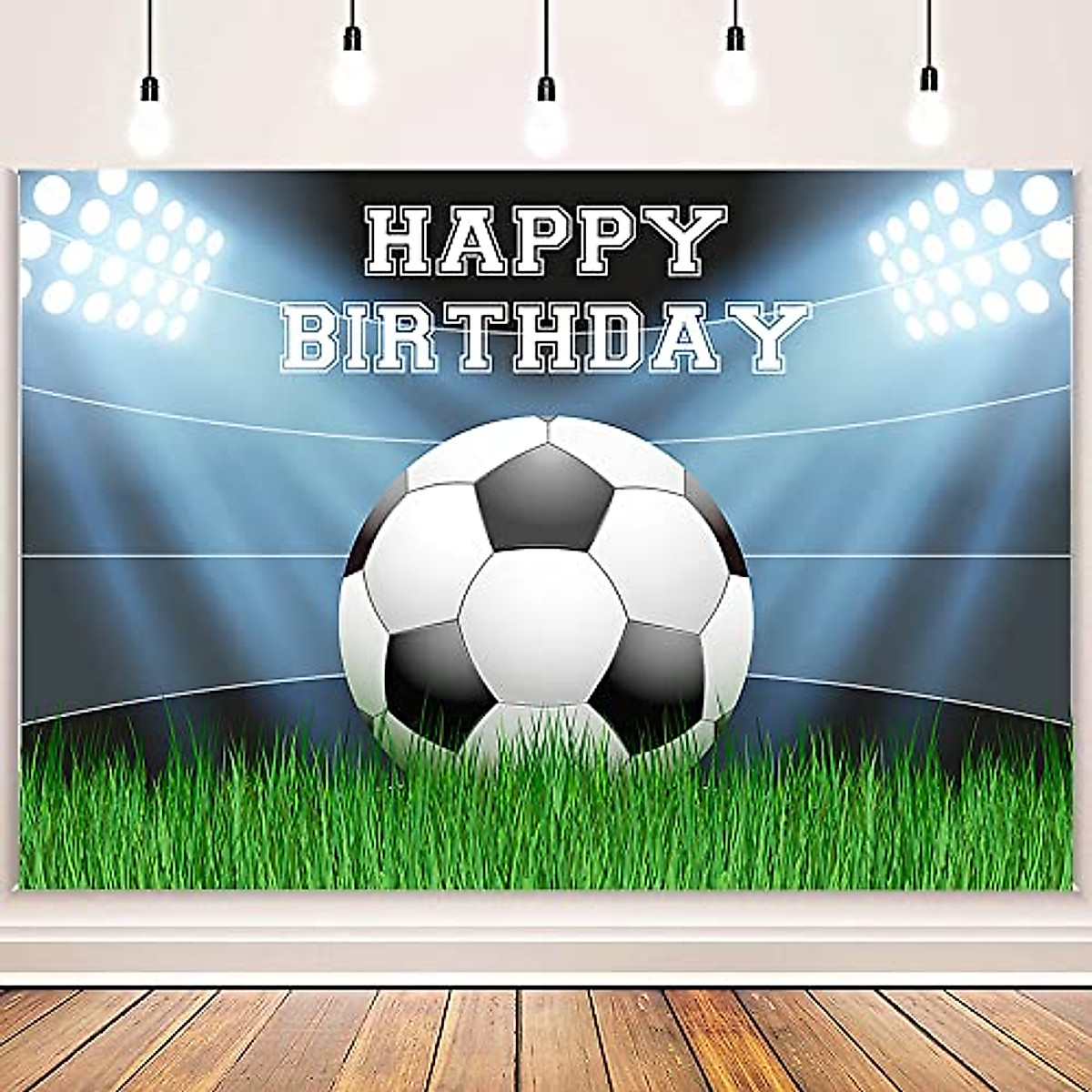 AIBIIN Soccer Birthday Party Backdrop Soccer Field Photo Background Soccer Party Decorations Backdrop for Men Football Field Green Grass Photography Background for Boys Kids Cake Table Vinyl 7x5ft