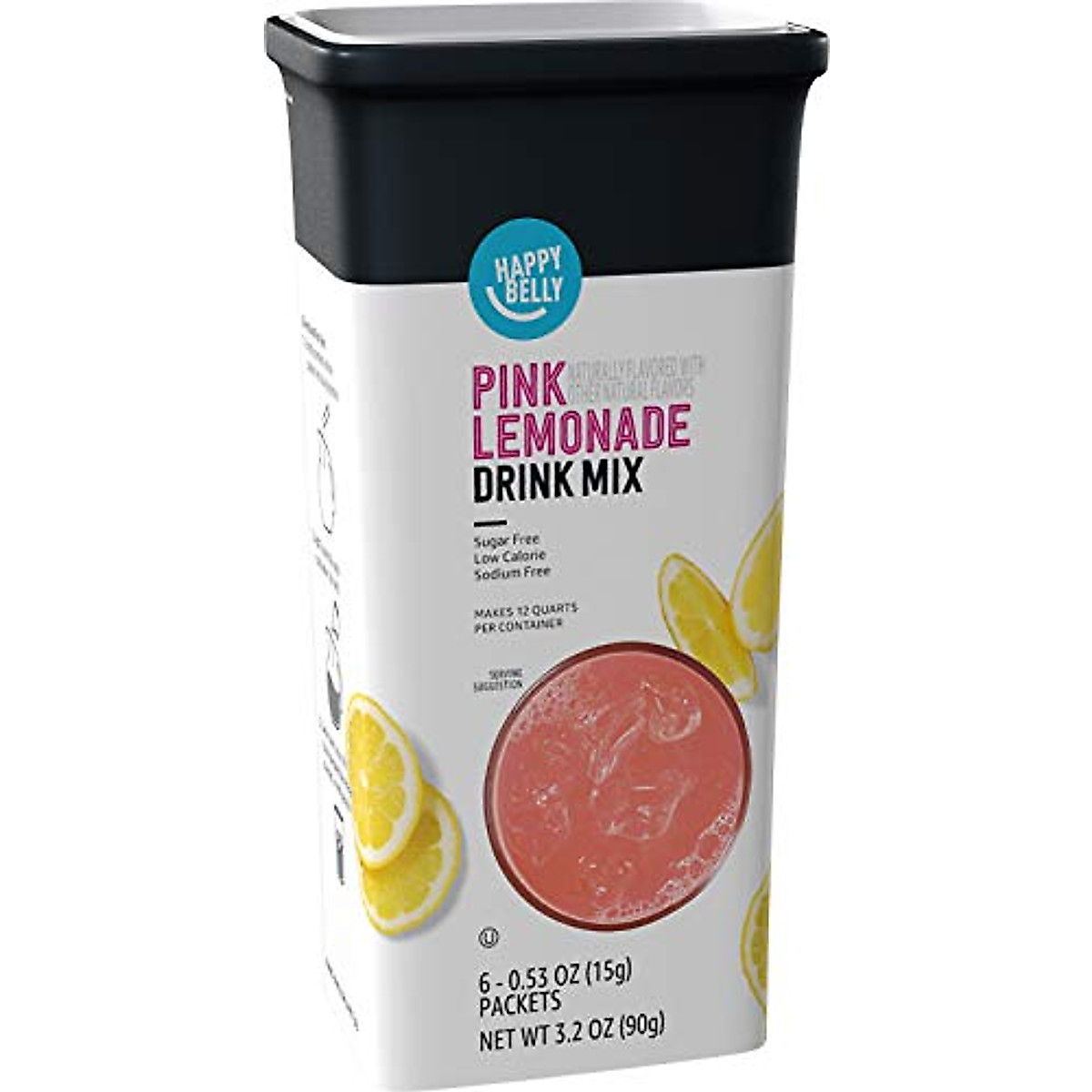 Amazon Brand - Happy Belly Drink Mix Singles, Pink Lemonade, 6- 0.53 oz, net wt 3.2 ounce (Pack of 1)