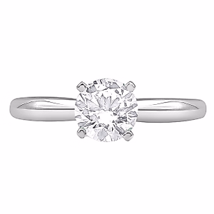 Beyond Brilliance 0.50 Carat Round Cut Solitaire Lab Grown Diamond Engagement Ring for Women (VS-SI) 14K White Gold Fine Jewelry, Gift Box Included (Size 8)