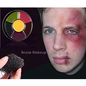 Mysense 6 Color Bruise Wheel Special Effects SFX Zombie Makeup Kit Halloween Professional Non Toxic Face Body Paint Oil Sfx Makeup Set with Sponge