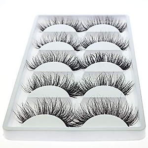 3D Mink False Eyelash LASGOOS Degisn Luxurious Natural Messy Volume Fluffy Long Hot Fake Eyelashes 5 Pairs/Box A11-5